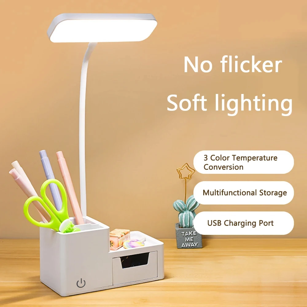 LED-Table-Desk-Lamps-Eye-Protection-Reading-Night-Light-Pen-Holder ...