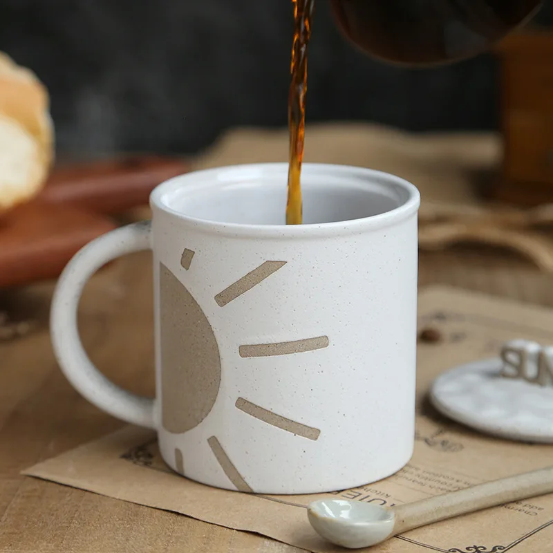 Japanese Vintage Pottery Sun Moon Couple Mugs With Lids, 58% OFF
