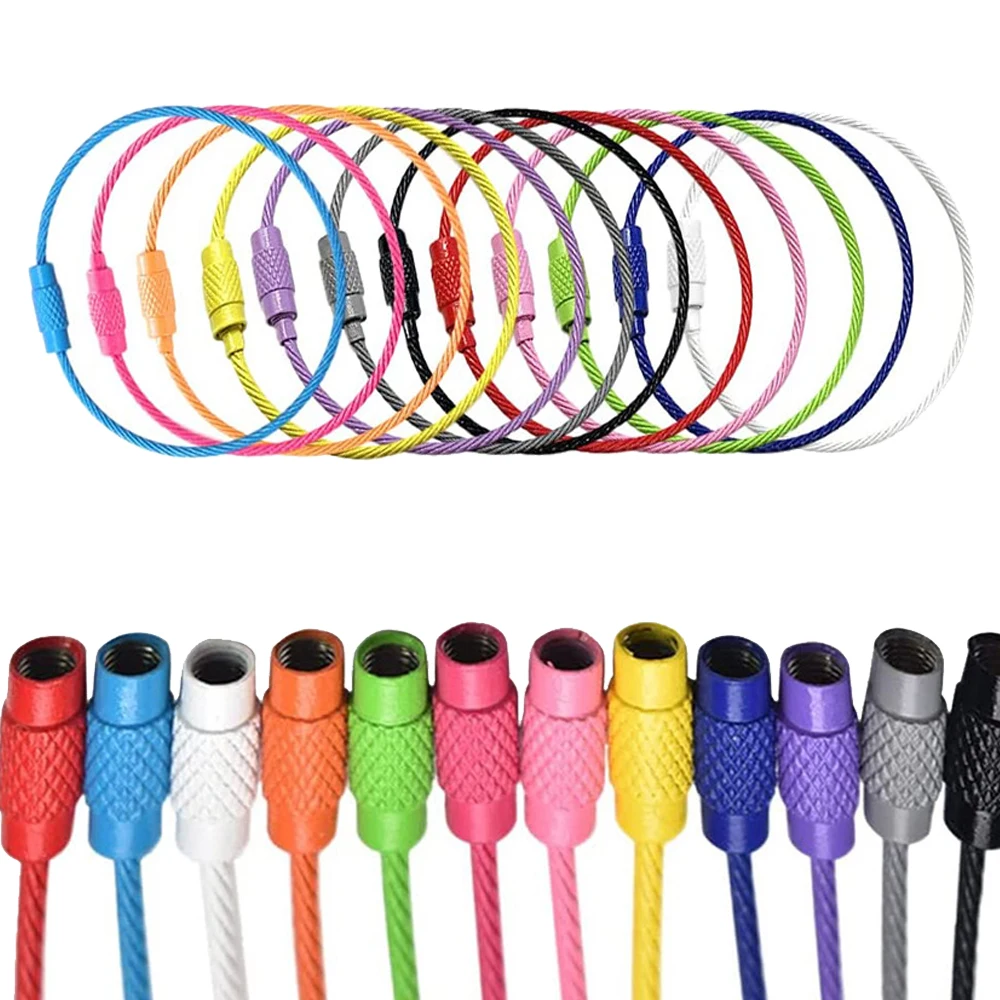5-10pcs-Colorful-Stainless-Steel-Wire-Keychain-Cable-Loops-Hanging ...