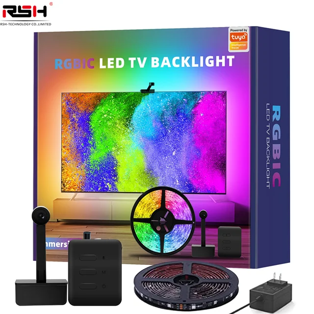 Tuya New Immersion Smart TV Backlight With Camera RGBIC LED Ambient ...