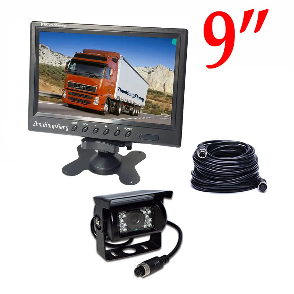 12V/24V 4Pin IR Night Vision Car Rear View Backup Camera Kit + 9" TFT ...