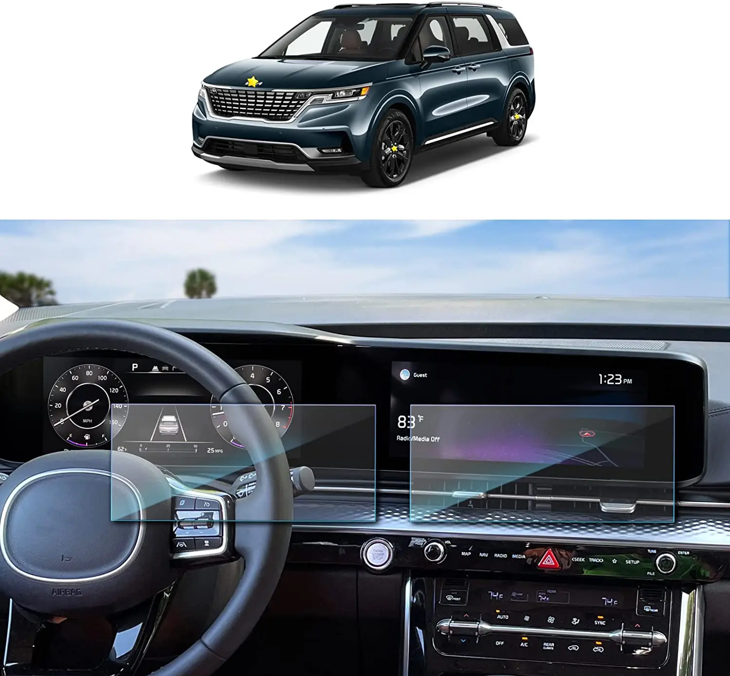 Tempered-glass-screen-protector-for-Kia-Carnival-KA4-infotainment-GPS-Navigation-Display-and ...