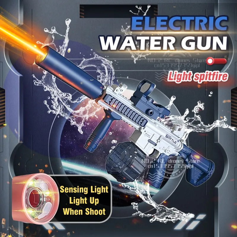Fully-Automatic-Electric-Water-Gun-with-Flame-Light-Rechargeable ...