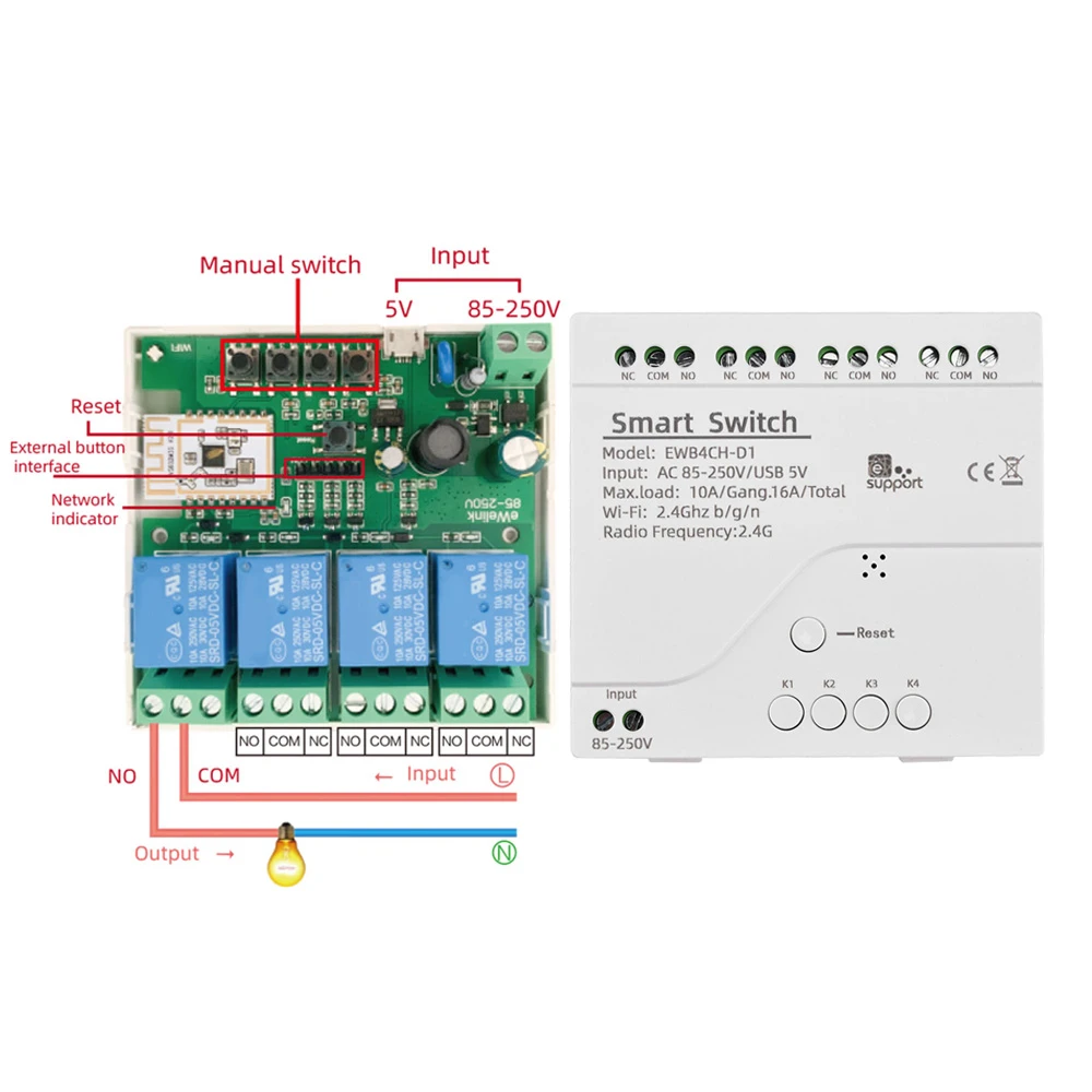 EWeLink Módulo de relé inteligente con Wifi y Bluetooth, controlador de ...