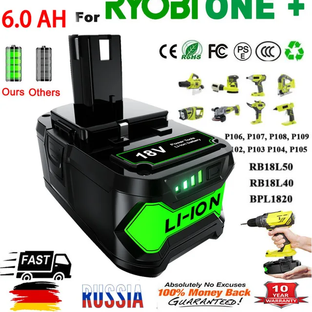 Batterie Lithium-Ion pour RYOBI P108, Outils Électriques, P104, Pknit ...