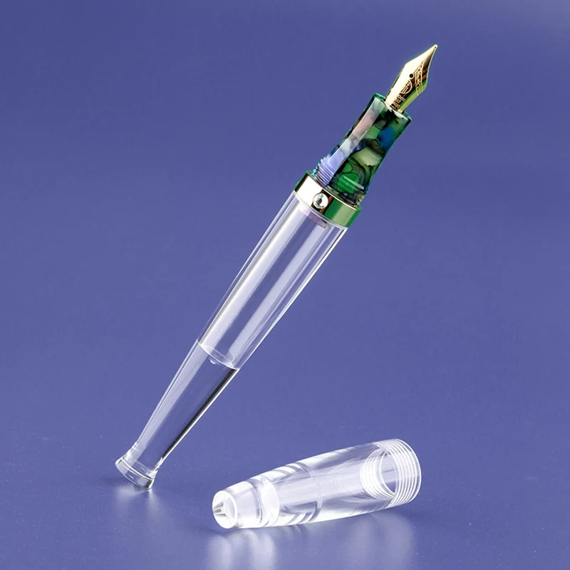 New-MAJOHN-S5-Resin-Fountain-Pen-Dropper-pen-Transparent-Iridium-EF-F ...