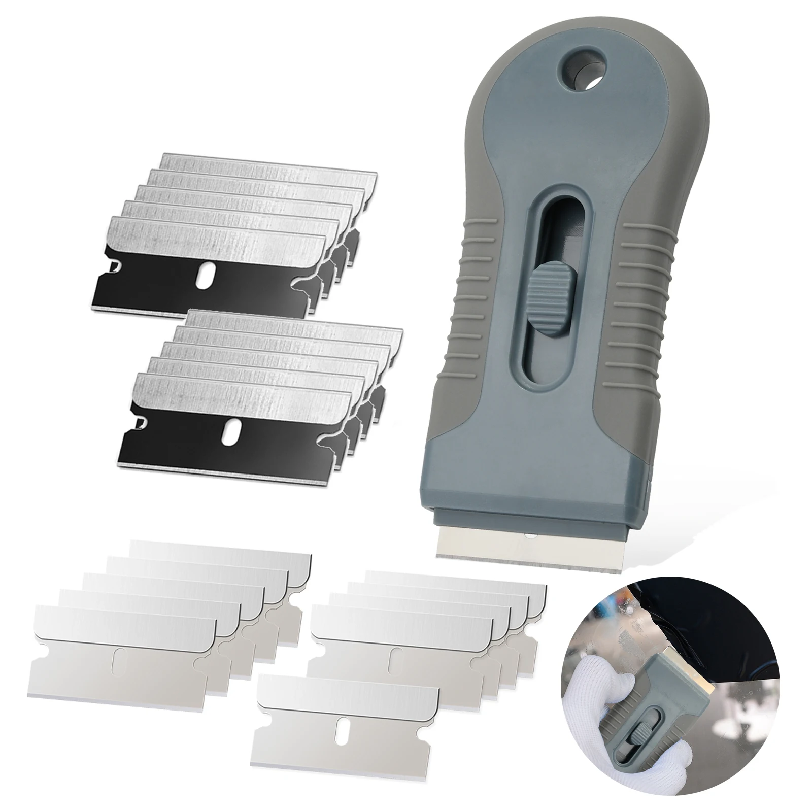 FOSHIO-Wrap-Sticker-Remover-Squeegee-Carbon-Steel-Knife-Blades-Glass ...