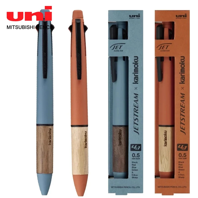Japan Uni 4-in-1 Ballpoint Pen Jetstream Limited 0.5mm Wooden Handle 4 ...