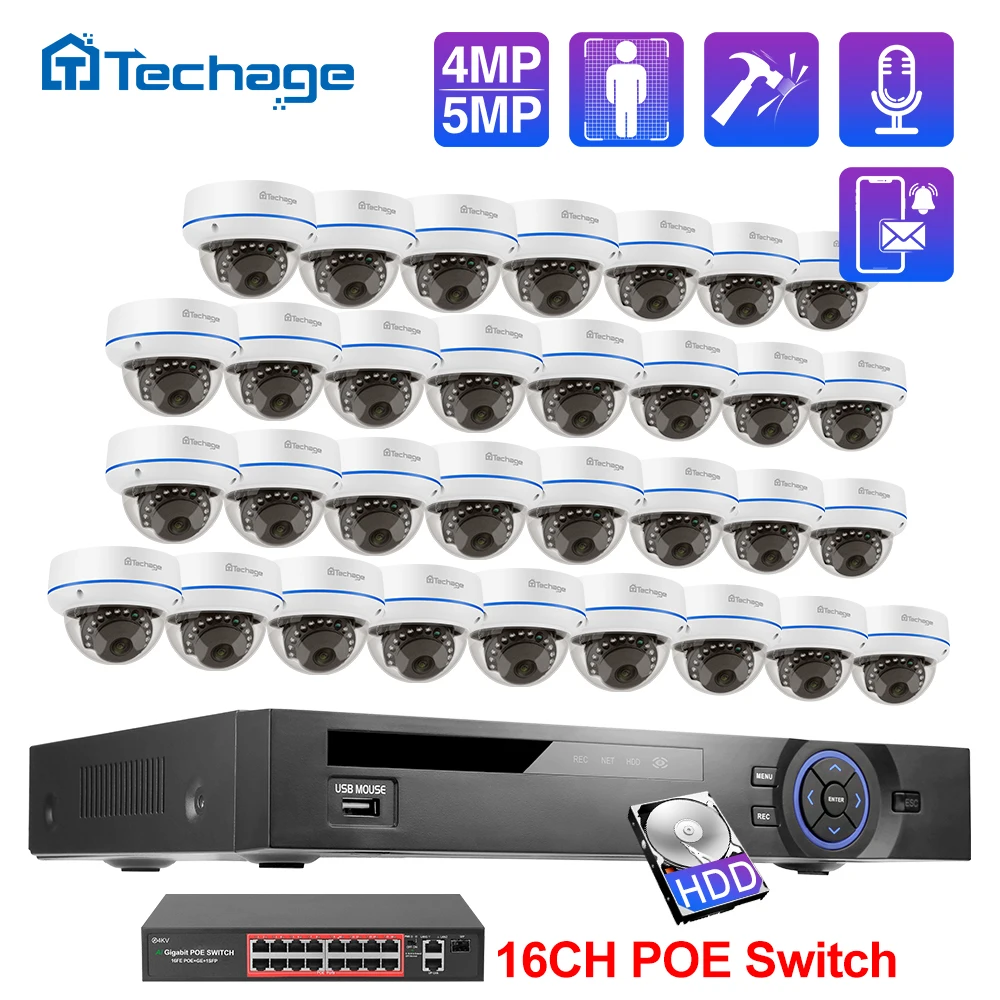 Techage-H-265-32CH-4MP-5MP-POE-Security-Camera-System-Vandalproof-IP ...