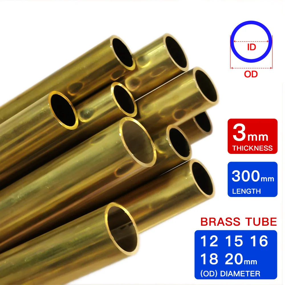 Brass-pipe-3mm-wall-thickness-12-20mm-OD-tube-300mm-500mm-length ...