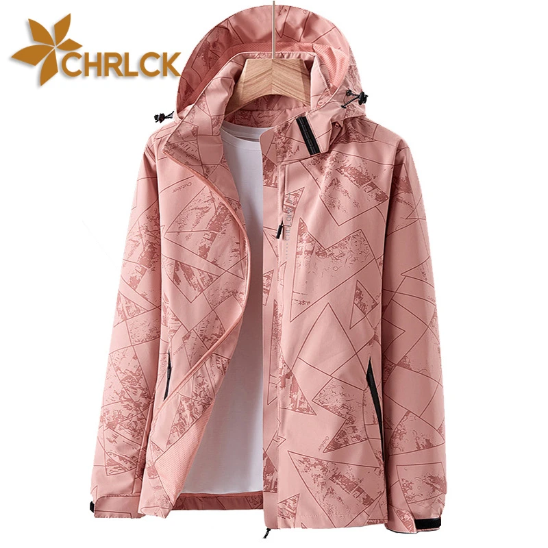 CHRLCK Women's Waterproof Hiking Jacket Reflective Windproof Running ...