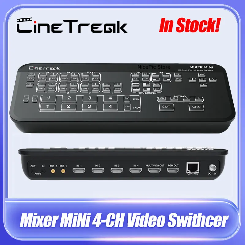 Cinetreak Mixer MiNi 4-CH FHD Video Swithcer Live-Streaming Multi-view ...