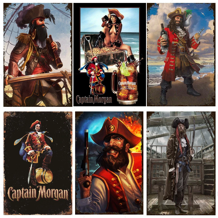 Pirate-Captain-Morgan-Vintage-Tin-Sign-Wall-Art-Sticker-Metal-Poster ...