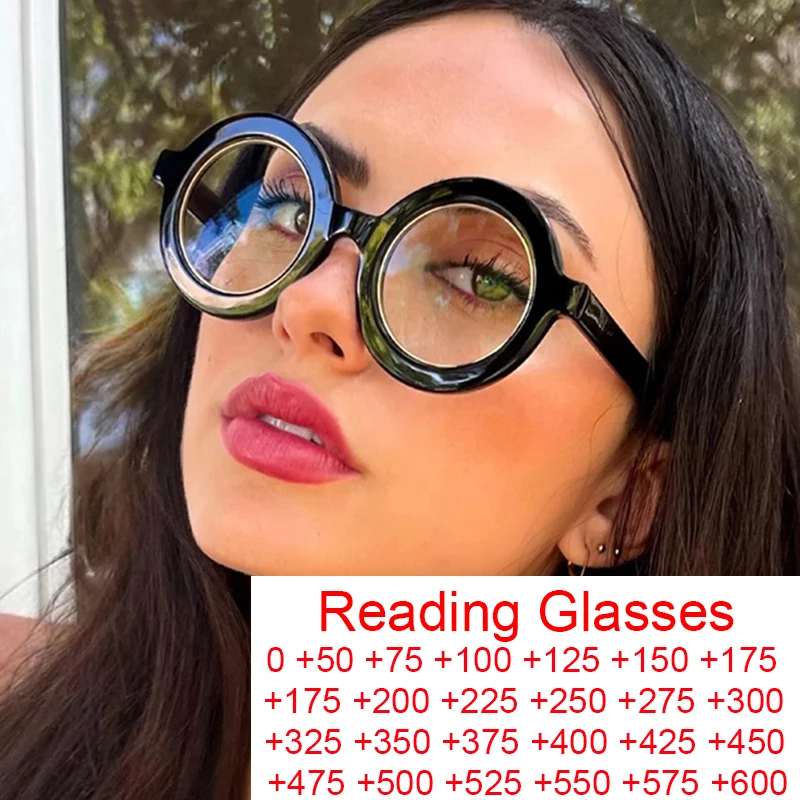 2024-Vintage-Black-Round-Reading-Glasses-Women-Men-Big-Frame-Presbyopic-Eyeglasses-Blocking-Blue ...