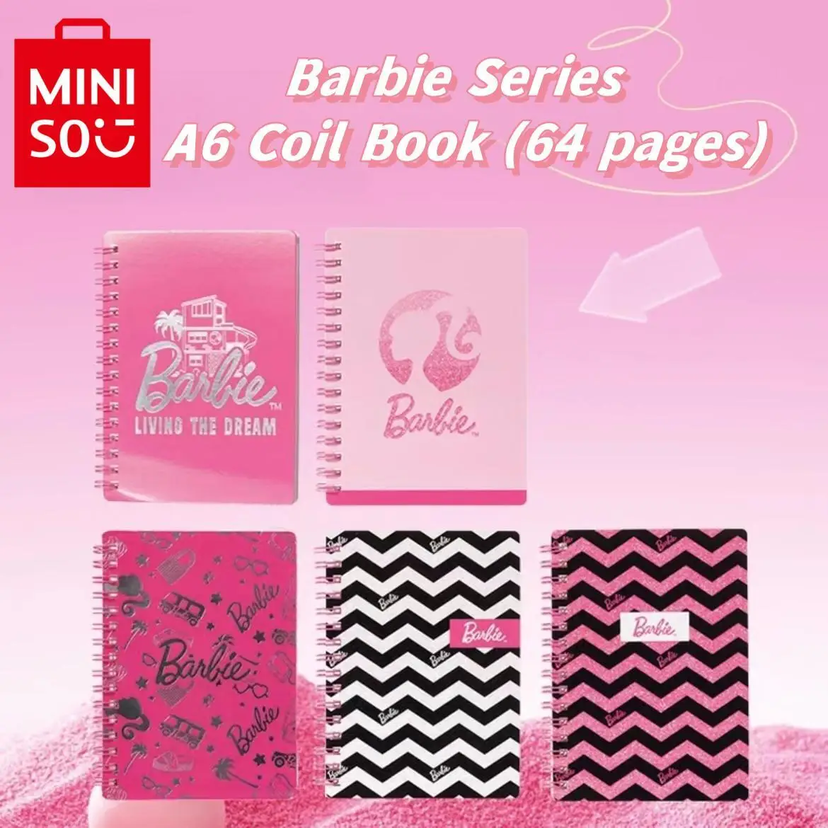 Genuine-MINISO-Barbie-Series-A6-Coil-Book-Black-Pink-64-Pages-Daily ...