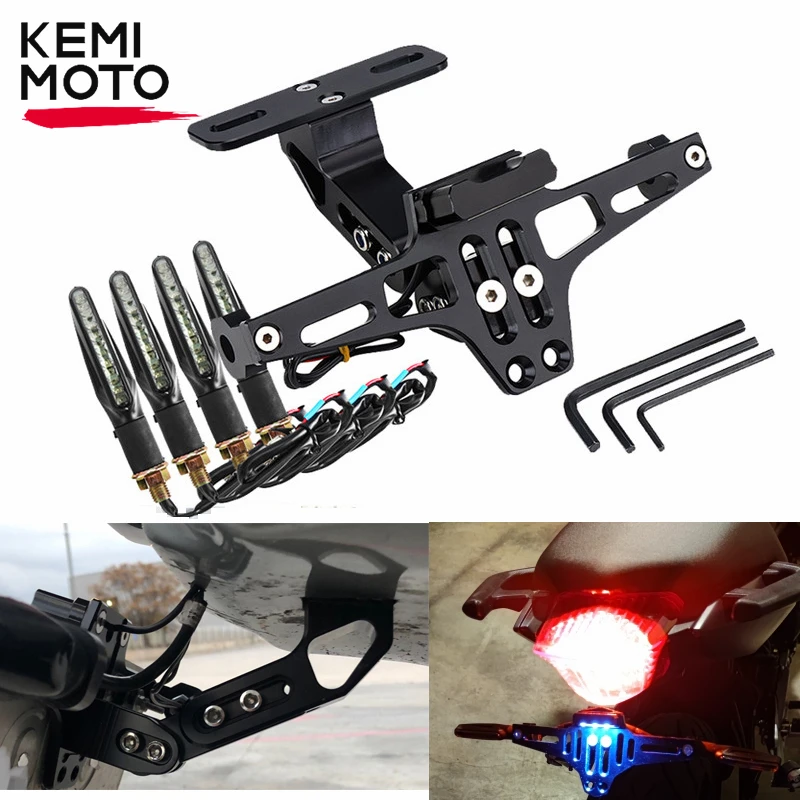 Universal Motorcycle License Plate Holder Frame With LED Light For BMW ...