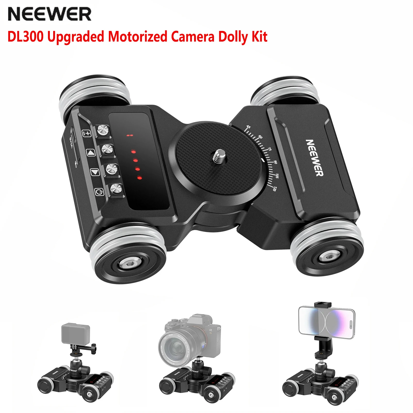 NEEWER-DL300-Upgraded-Motorized-Camera-Dolly-Kit-Ball-Head-For-Action ...