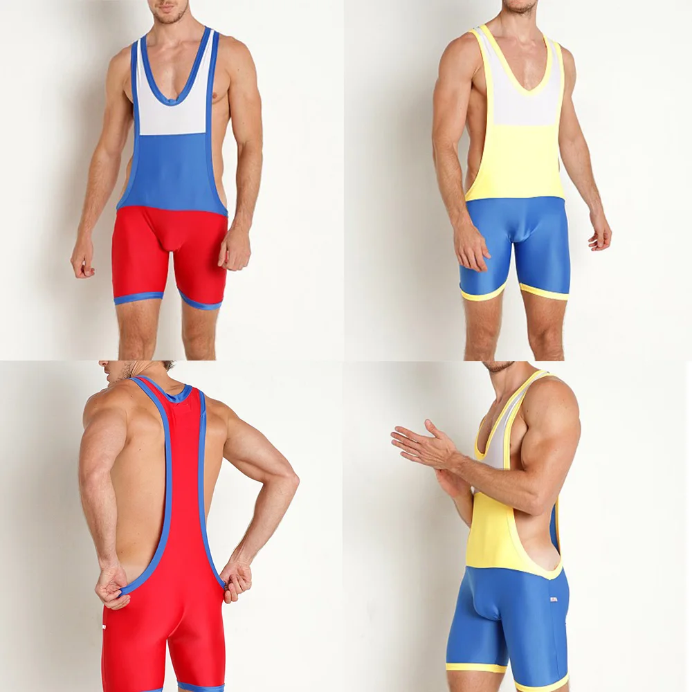 Color-Matching-Wrestling-Singlet-Bodysuit-Leotard-Outfit-Underwear-GYM ...