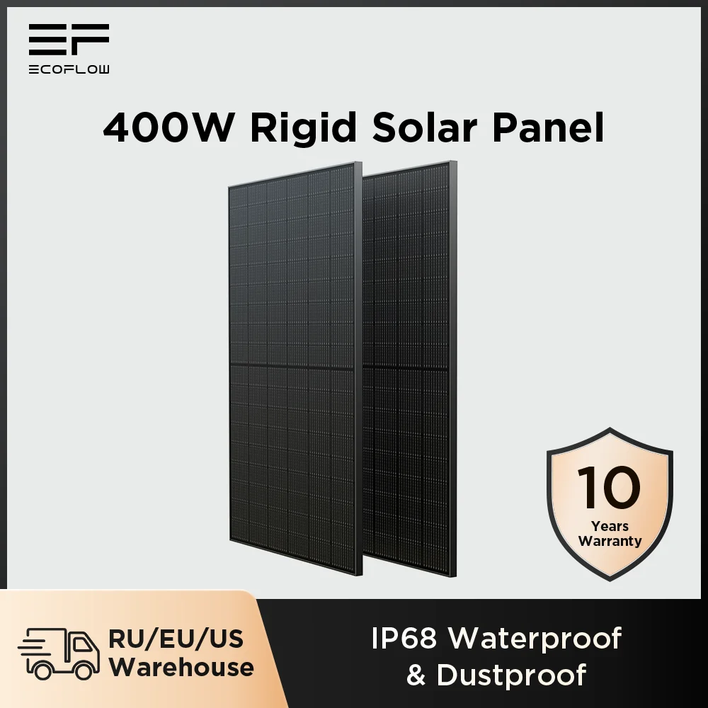 EcoFlow 2PCS 400W Rigid Solar Panel 23% High-Efficiency Solar Module IP68 Waterproof PV Power ...