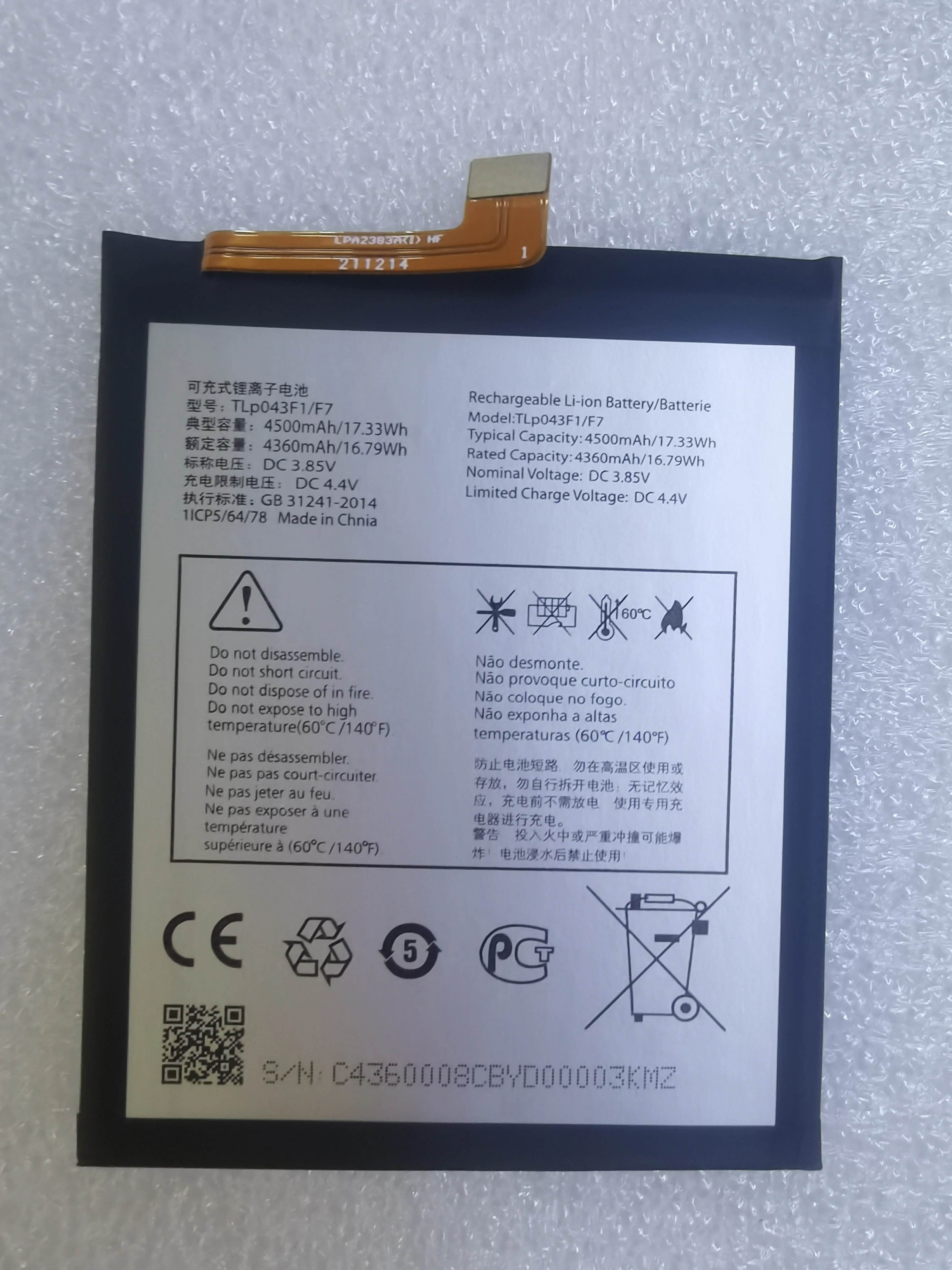 Battery For Tcl 10 5G Uw/T790y/T790h Battery Alcatel Tlp043F1 Tlp043E1 ...