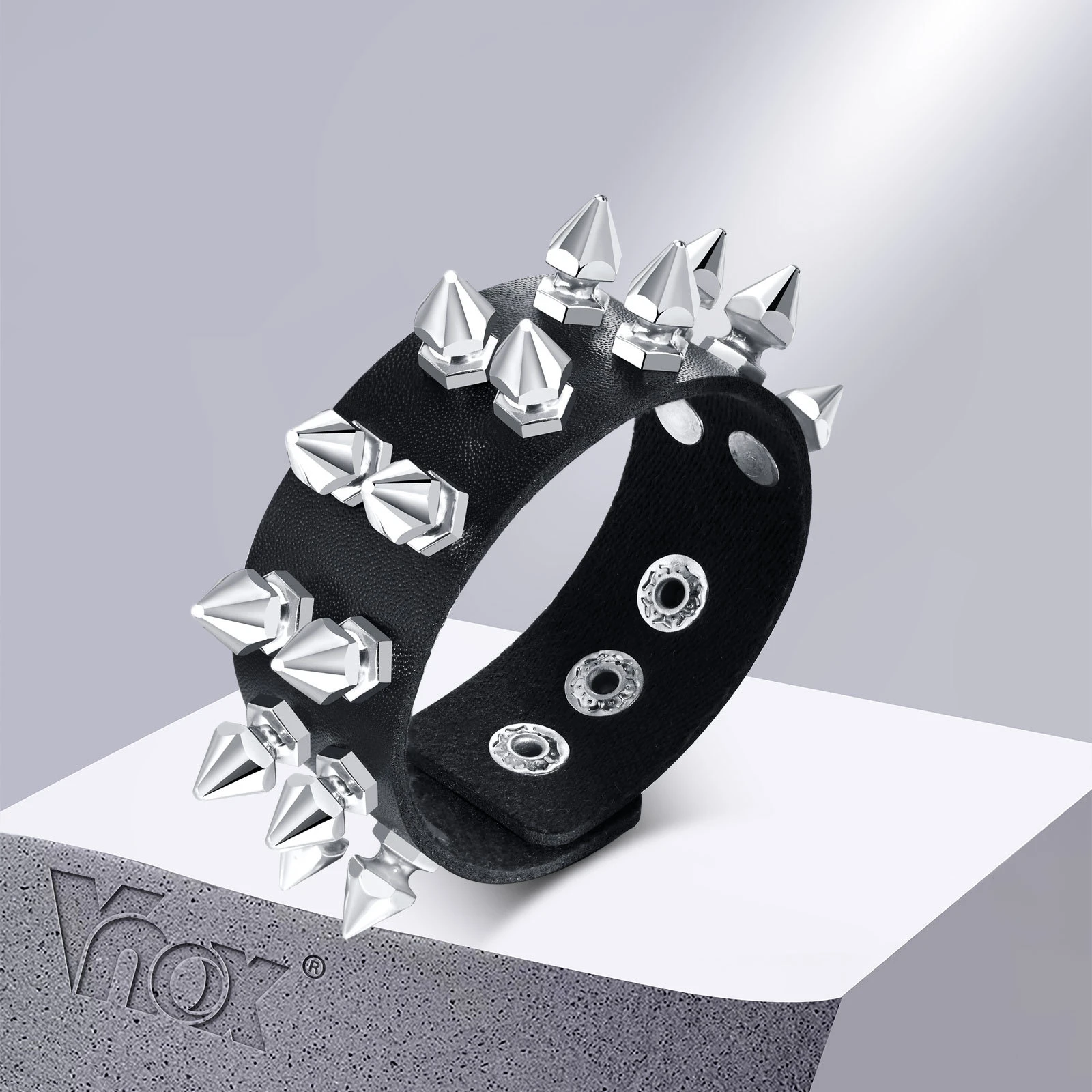 Vnox Rock Rivet Bracelets for Men, Gothic Wide Wristband, Punk Hippie ...