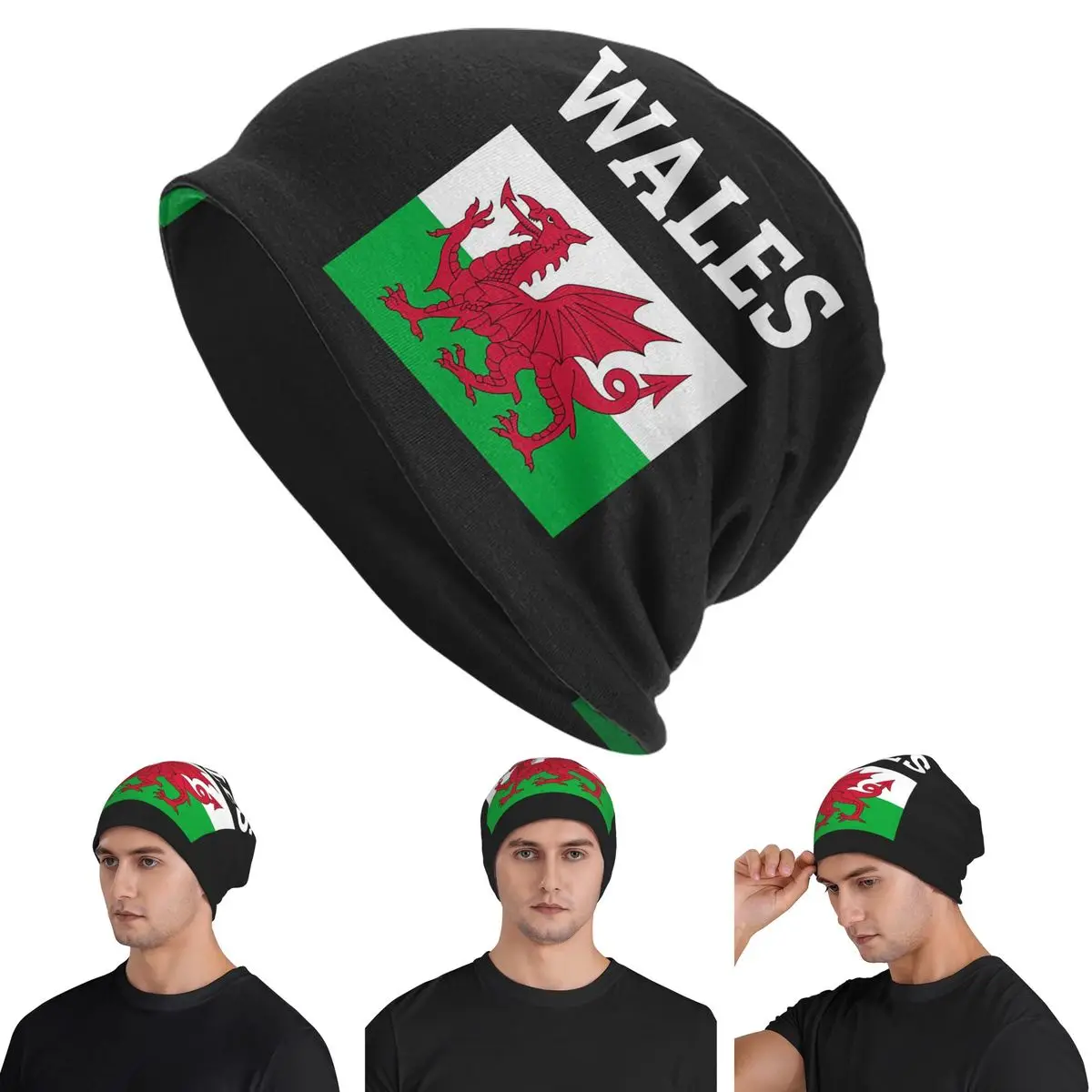 Flag Of Wales Welsh Dragon Men Women Adult Beanies Caps Knitted Bonnet ...