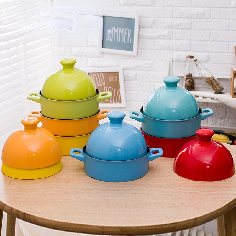 1.3L Macaron Taji Pot Ceramic Clay Pot with Rice Casserole Open Fire ...