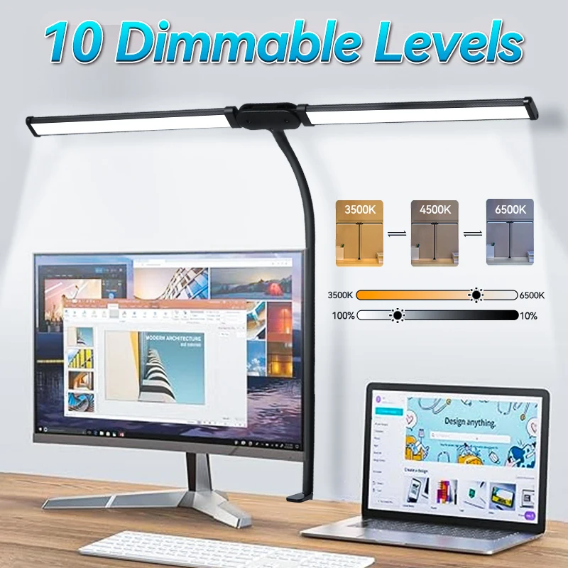 Clip-LED-Desk-Lamps-Dimmable-Reading-Double-Head-Table-Lamp-Monitor ...
