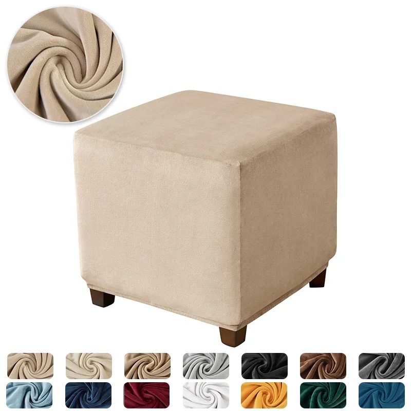 Velvet-Ottoman-Stool-Cover-Elastic-Square-Footstool-Covers-S-M-All ...