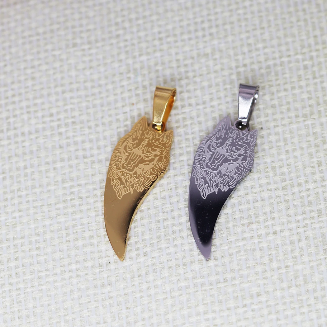 2PCS-Wolf-s-Tooth-Dagger-Animal-Pendant-DIY-Stainless-Steel-Gift-For ...