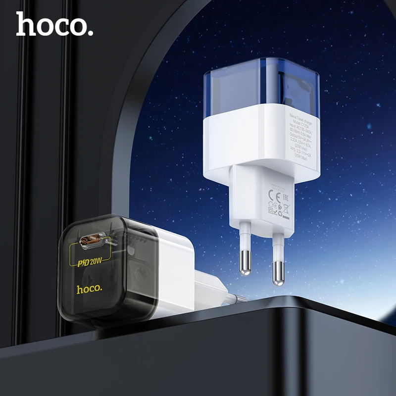 HOCO-Transparent-Type-C-20W-Fast-Charger-Adapter-For-iPhone-12-11-13-14 ...