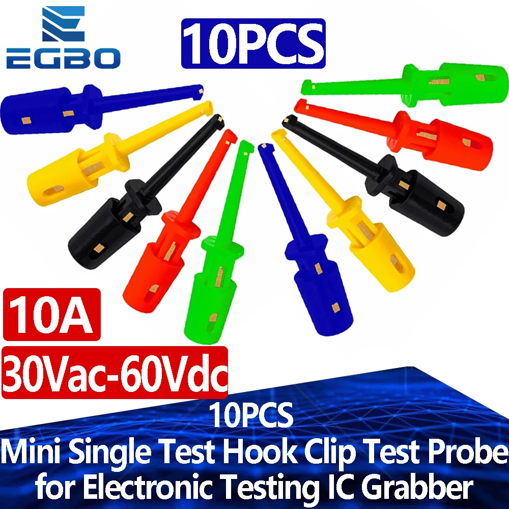 10PCS Mini Single Test Hook Clip Test Probe for Electronic Testing IC ...