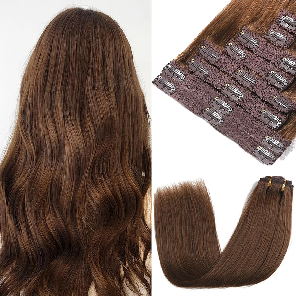 Clip-in-Hair-Extensions-Real-Hum120g-Chocolate-Brown-4-Hair-Extensions ...