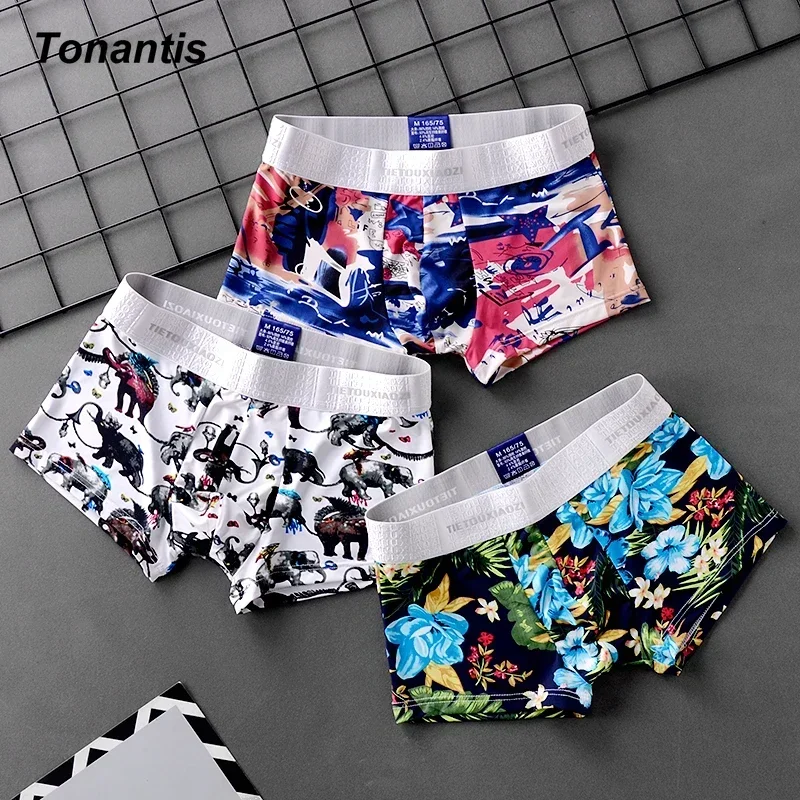 3Pcs-Set-Trendy-Printing-Boxers-Briefs-For-Men-Nylon-Ice-Silk-Ultra ...