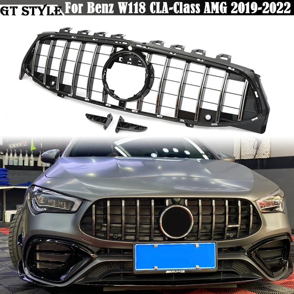 Car-Front-Upper-Grille-Grill-Black-Silver-For-Mercedes-Benz-Cla-Class ...