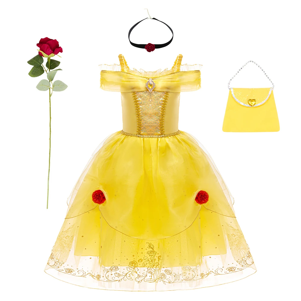 Belle Dress Up For Girls 4-6 Kids Yellow Princess Belle Costume ...