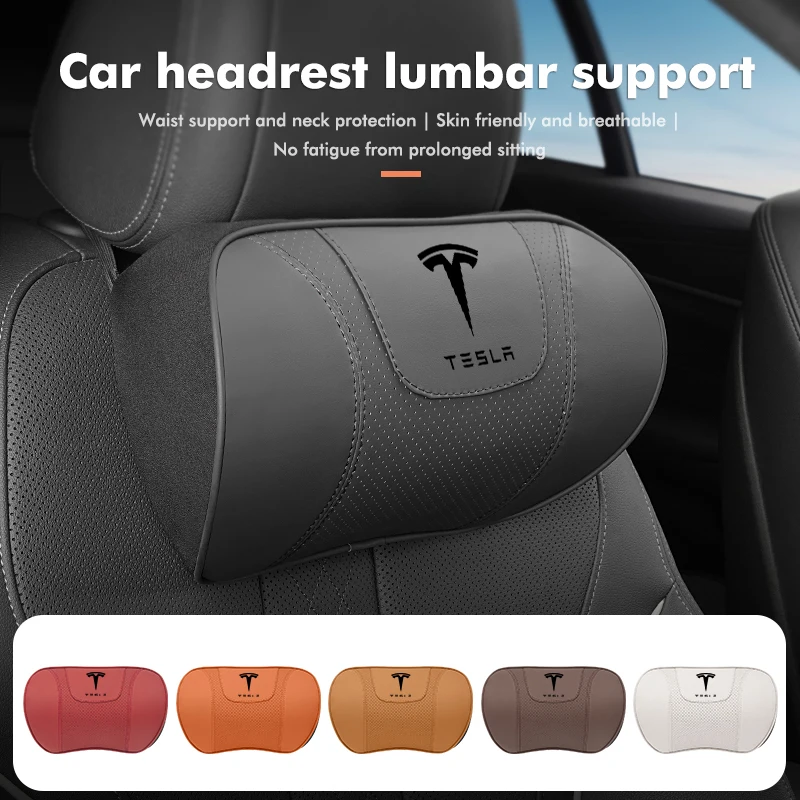 Car-Seat-Vehicle-Headrest-Lumbar-Support-Neck-Pillow-Cushion-For-Tesla ...