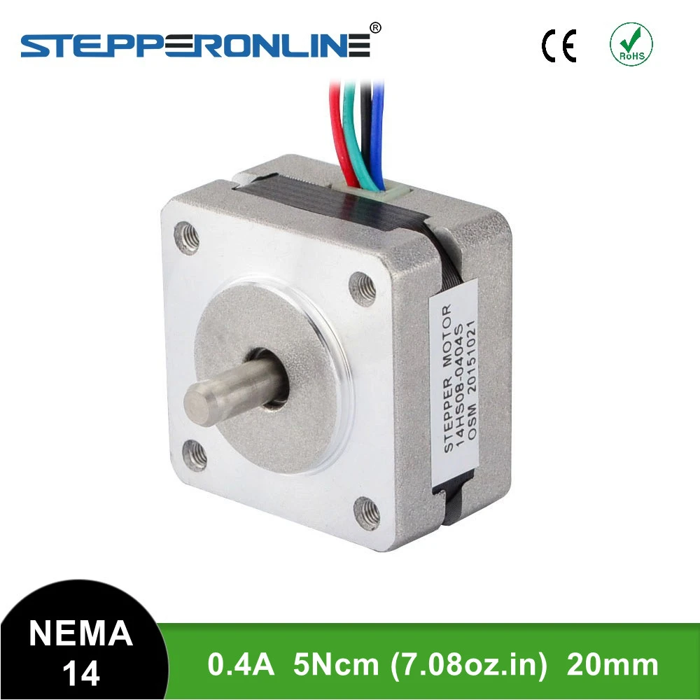 Nema 14 Stepper Motor Bipolar 1.8deg 5ncm (7.08oz.in) 0.4a 10v ...