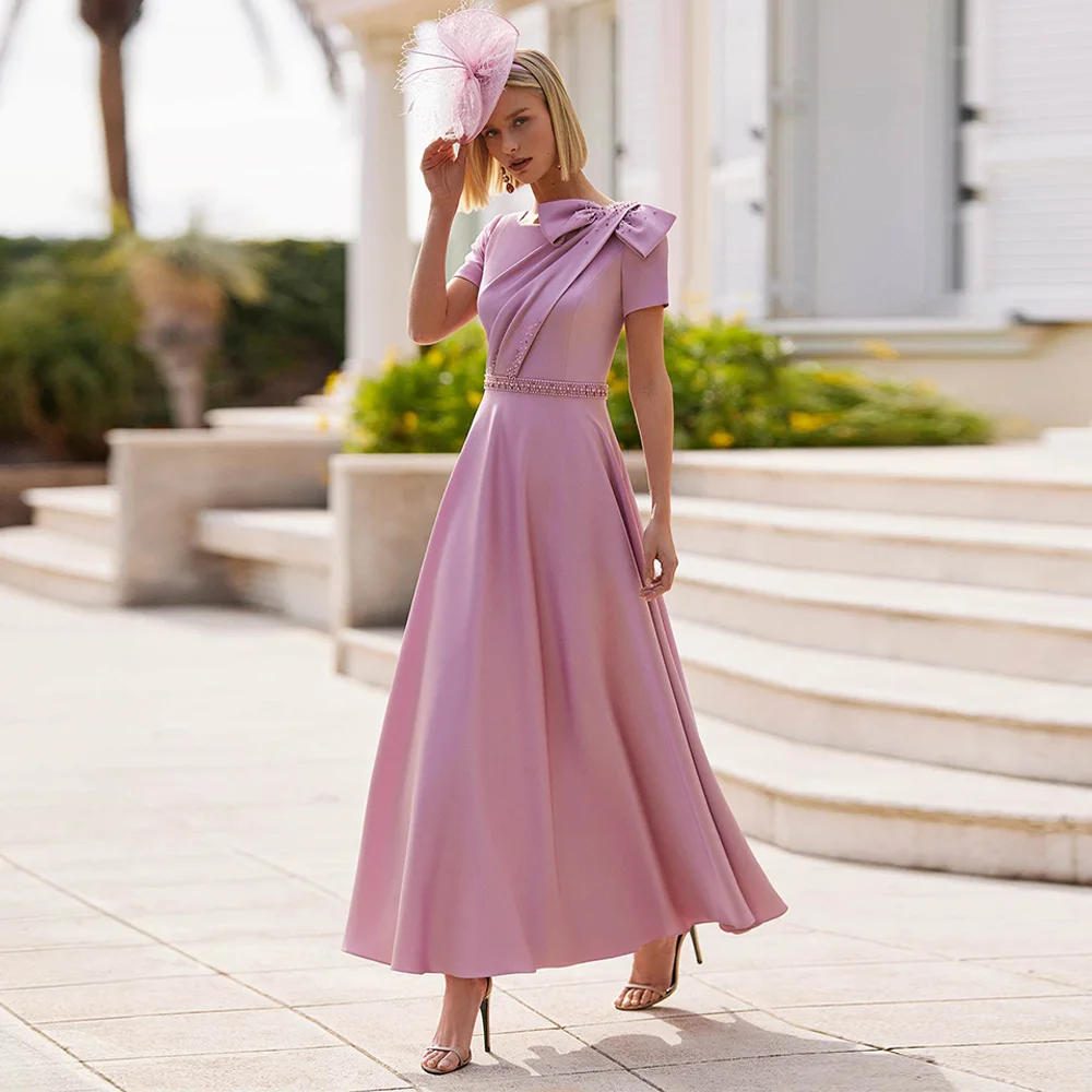 Customized Mother of The Bride Dress Elegant Short Sleeves Beading ...