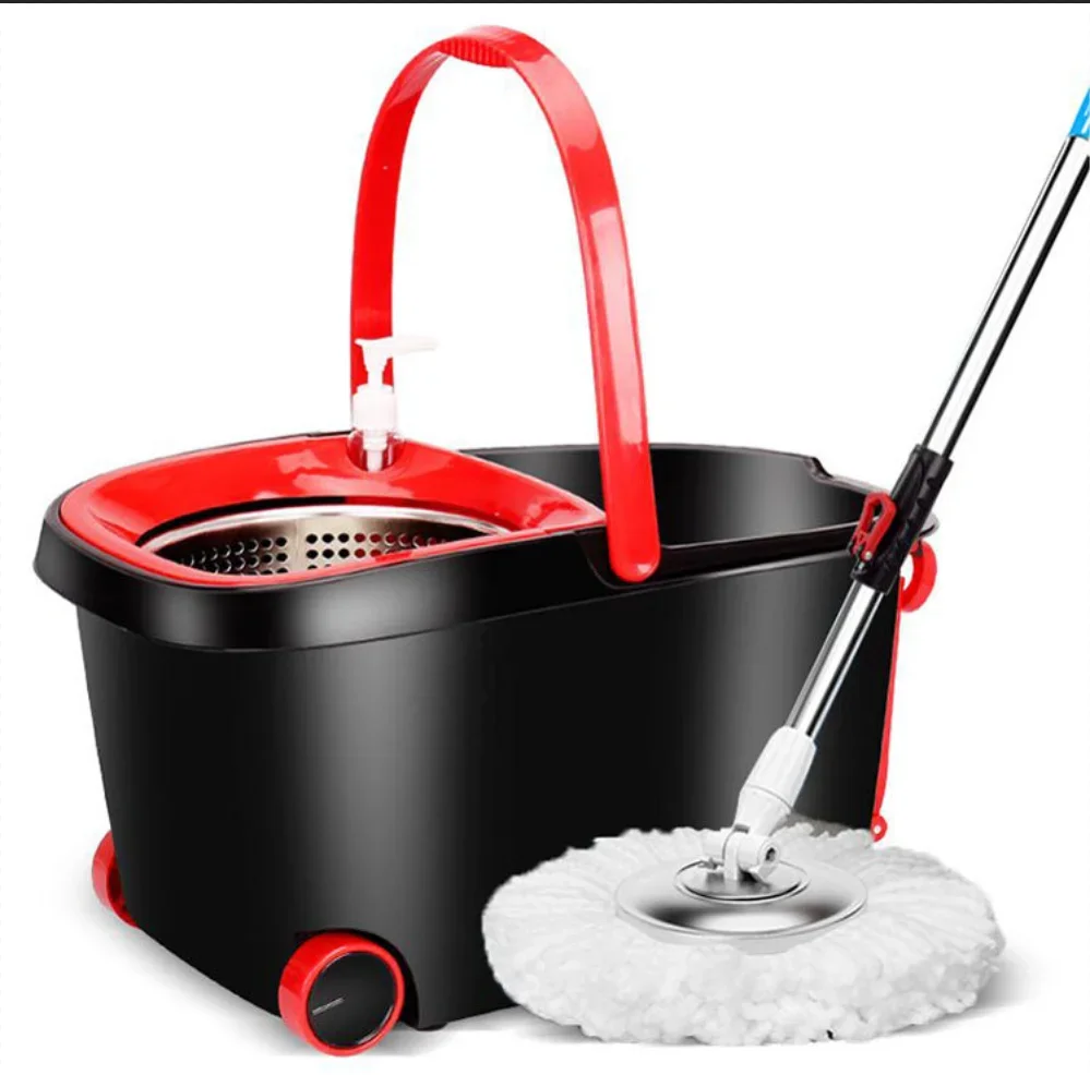 Household-Rotary-Mop-Thickened-Bucket-Body-Stainless-Steel-Basket-With ...