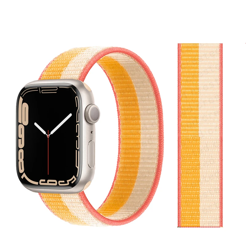 Sports Nylon Loop Strap For Apple Watch Series 8 7 45mm 41mm Bracelet ...