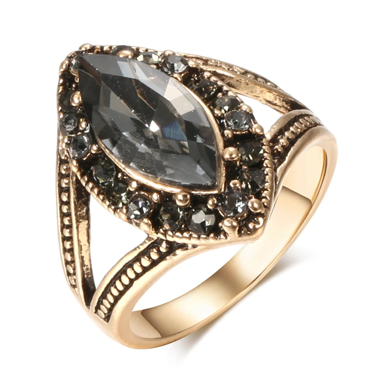 Kinel-Vintage-Geometric-regular-Rings-For-Women-Boho-Gray-Crystal-Rings ...
