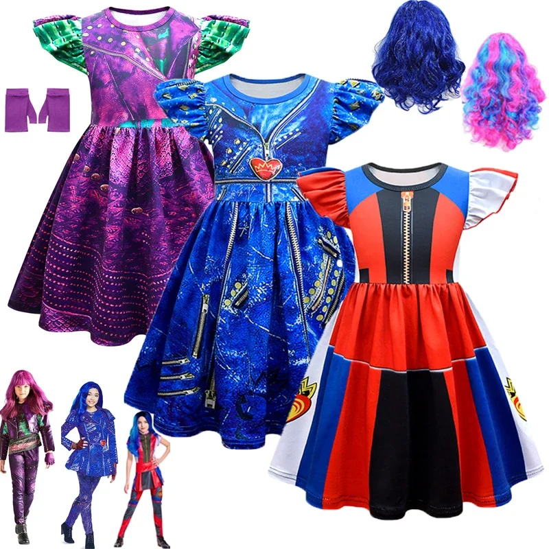 Descendants 3 Mal Costumes for Girls Evie Cosplay Costume Children ...