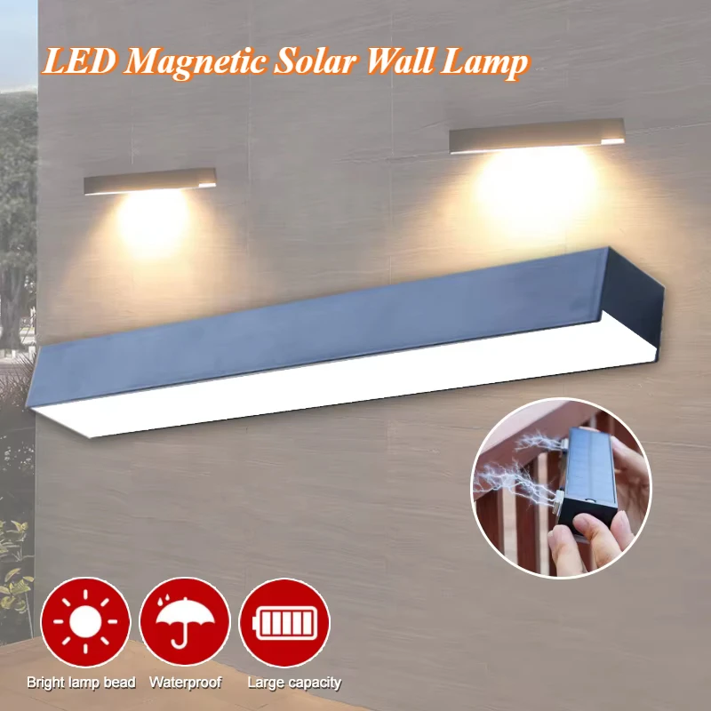 1/2PCS LED Solar Magnetic Wall Light Waterproof Outdoor Night Lights On ...