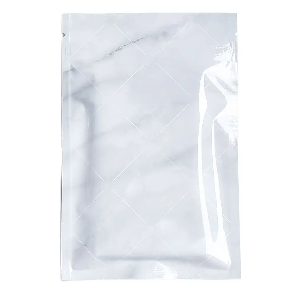 다양한 크기의 냄새 방지 포장 가방 회색 마블링 찢어진 노치 파우치 재사용 가능한 지퍼 잠금 가방 알루미늄 호일 마일라