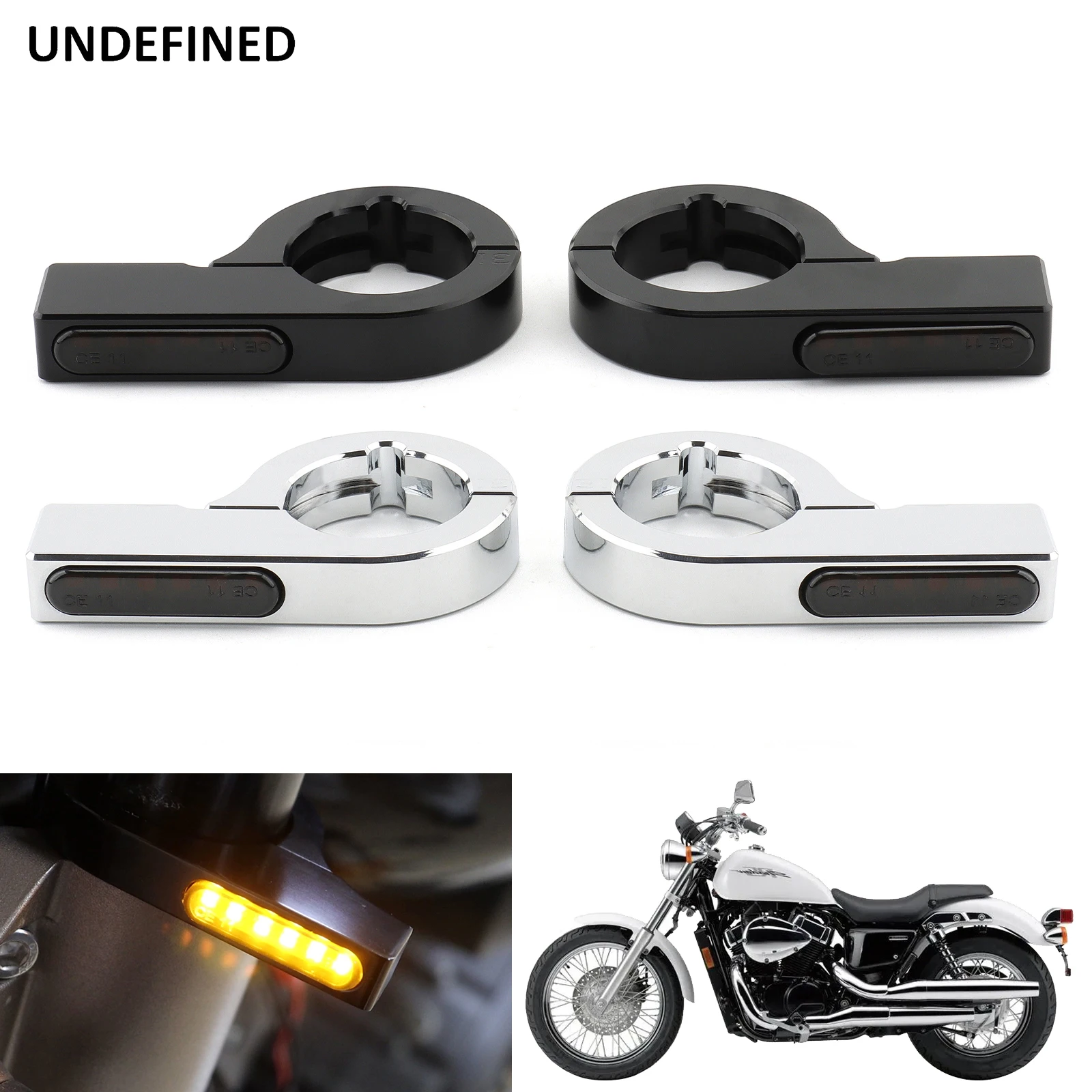 Motorcycle-28mm-58mm-Fork-Clamp-Turn-Signals-LED-Indicators-Amber ...