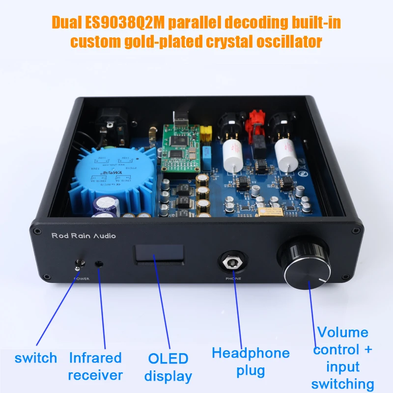 Rod Rain Audio Da10 Audio Decoder Bluetooth Headphone Amplifier Dual Es9038q2m Dac Qcc5125 Ldac ...