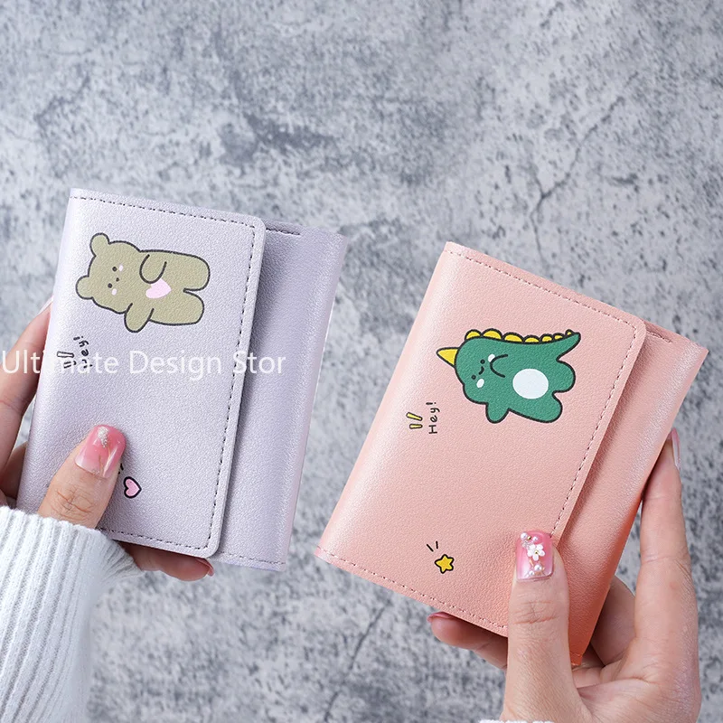 Women-Short-Cute-Small-Wallets-Student-Triple-Fold-Card-Holder-Girl-ID ...