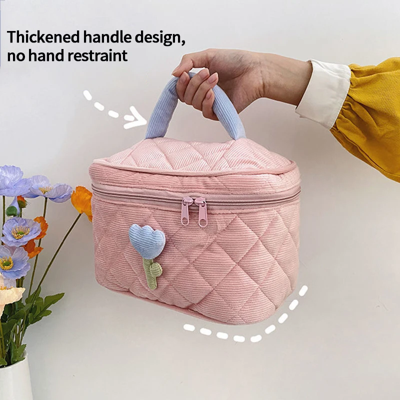 Female-Quilted-Cosmetic-Case-Women-s-Tulip-Flower-Pouch-Zipper-Makeup ...