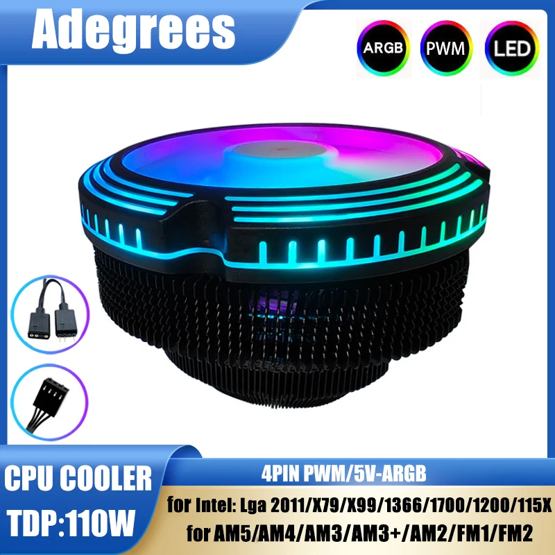 Adegrees-ARGB-enfriador-de-aire-de-CPU-ventilador-de-4-pines-PWM-120MM ...
